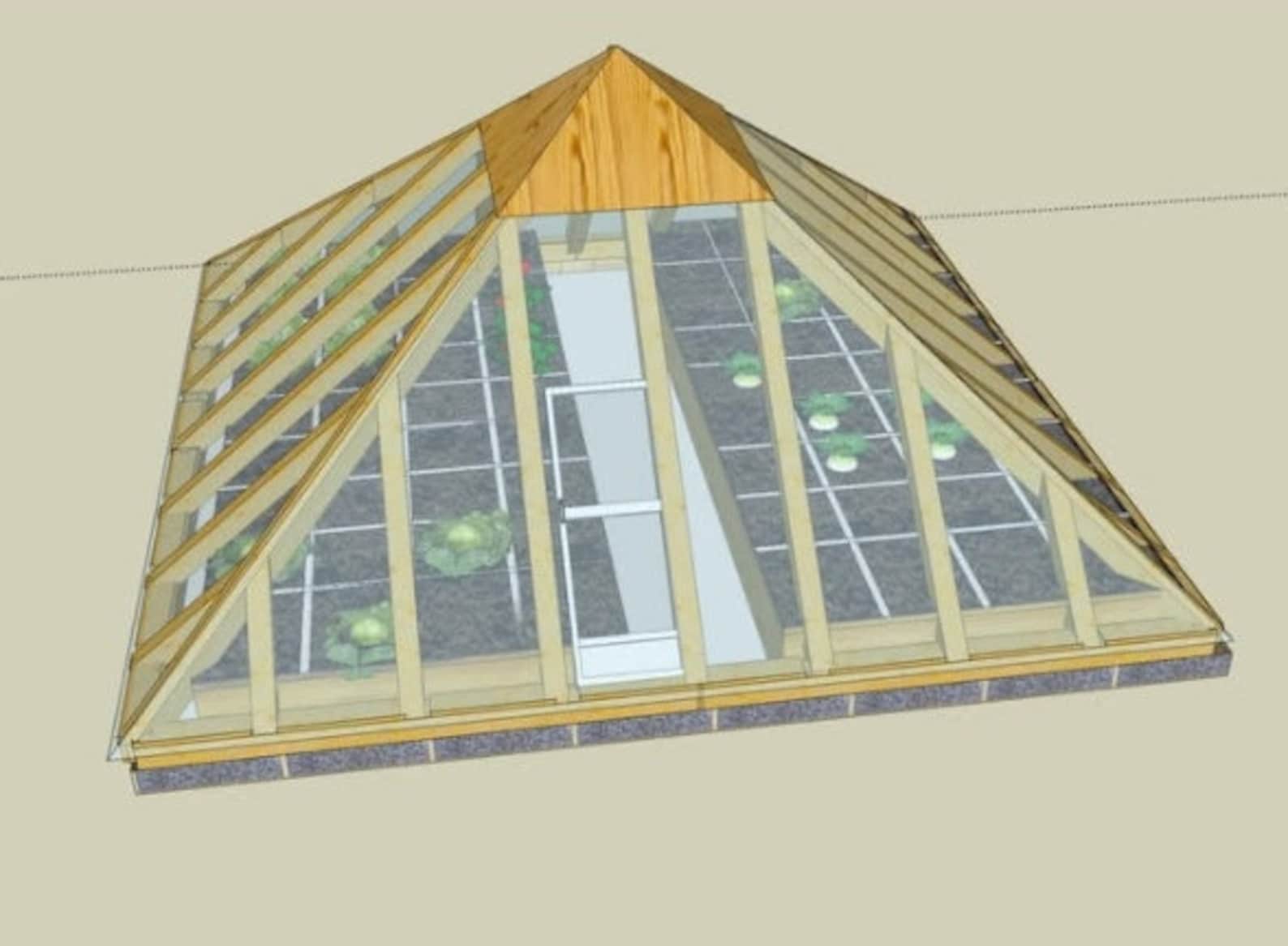 15'x15' Pyramid Framed Greenhouse Plans/detailed -triangular Style ...