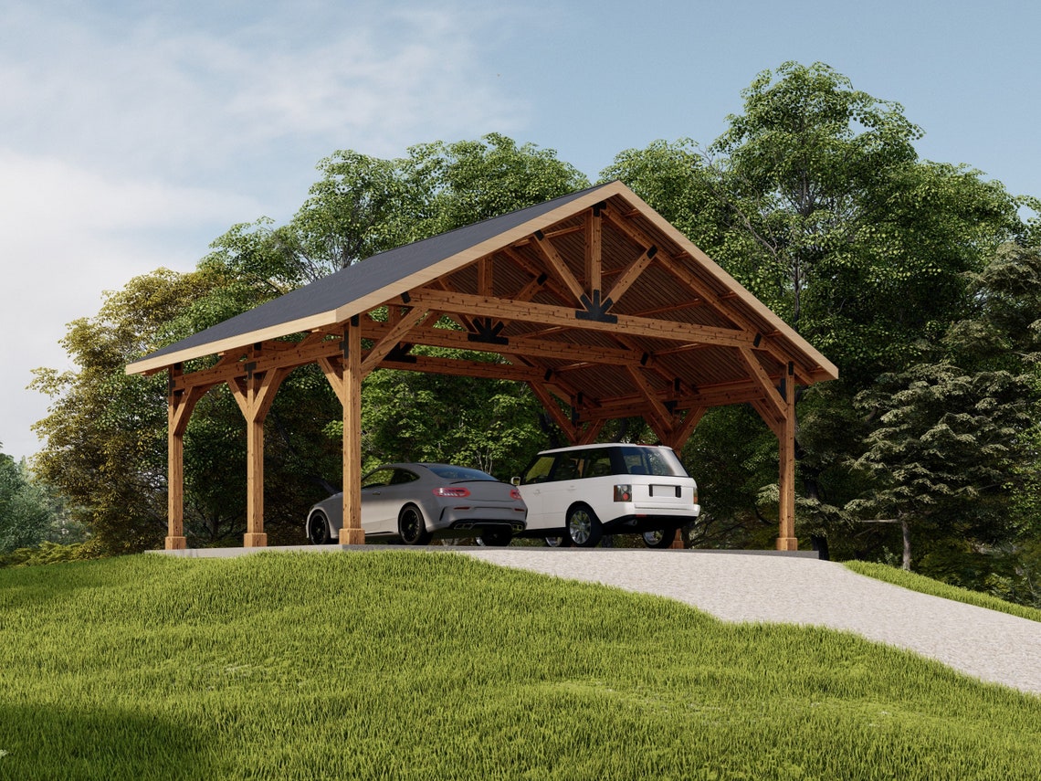 30'x20' Carport Plan Traditional Style Post Gable - Etsy Canada