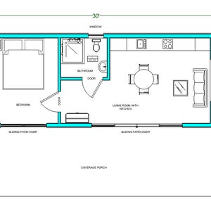 Modern Tiny House Plan With Coverage Porch, One Bedroom Cabin ...