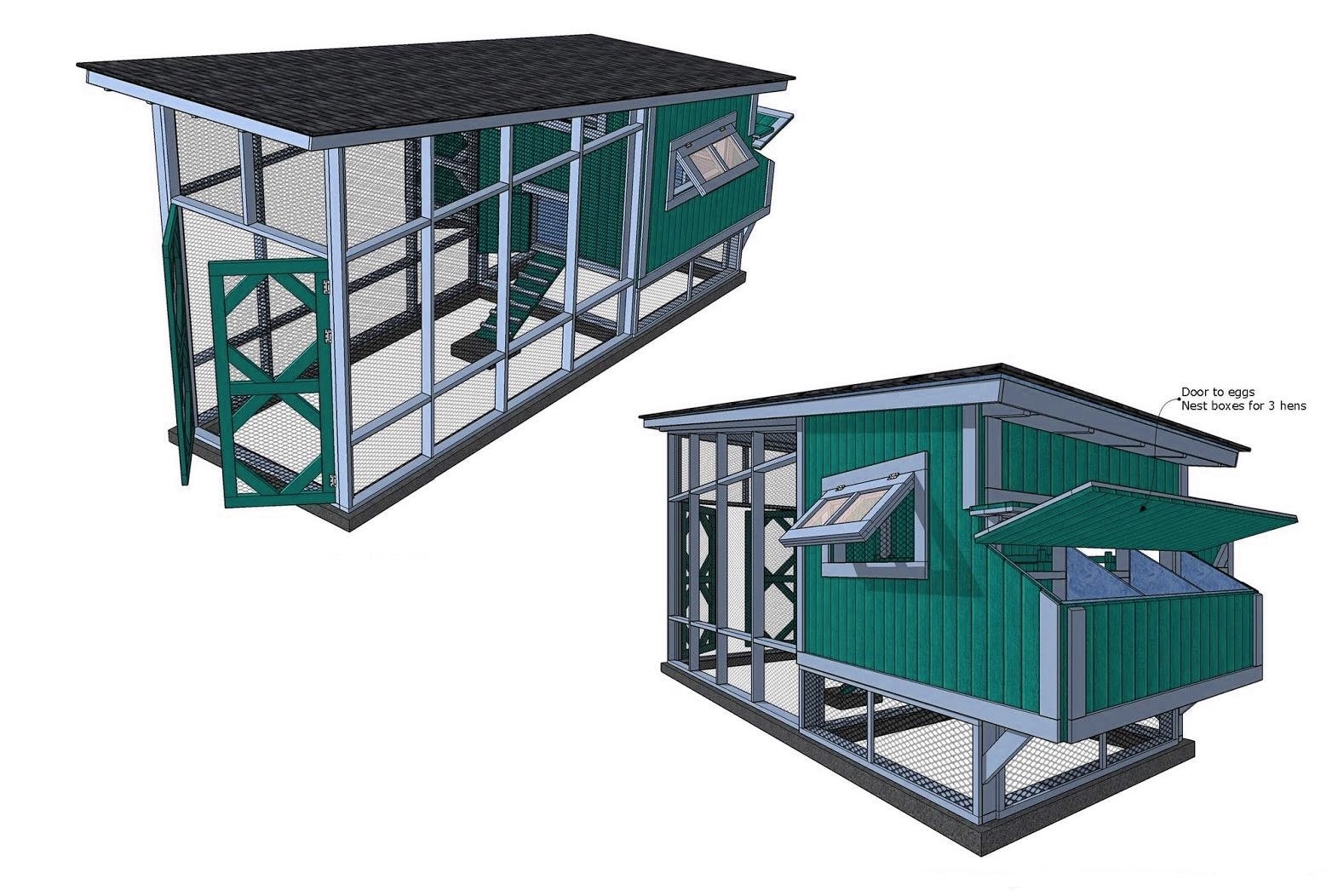 Hen House / Chicken Coop With Run, 18 X 6 Plans Construction, With ...