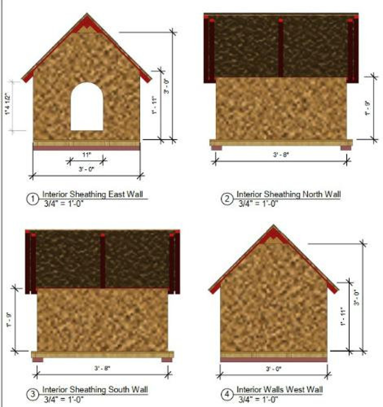 Dog House Plans, 3'x4' Outdoor Insulated Dog Kennel Construction PDF ...