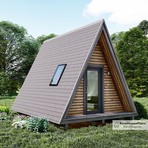 14x16 A Frame Cabin Plan Two Story Triangular Tiny House - Etsy