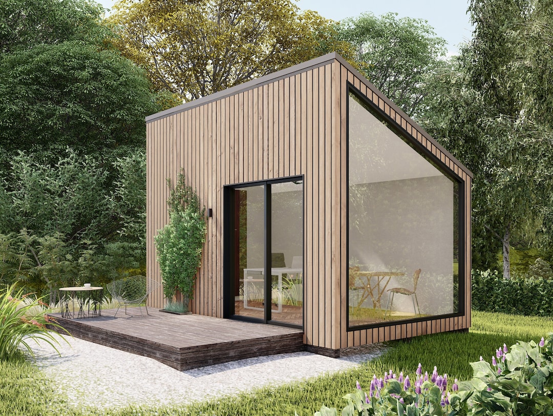 Backyard Office Studio House Plans, 10'x16' Modern Garden Room ,modular ...