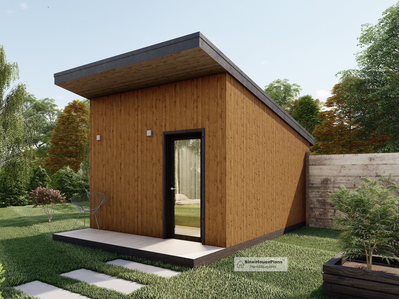 Modern 12'x16' Garden Shed Plans: Backyard Studio Office Blueprints ...