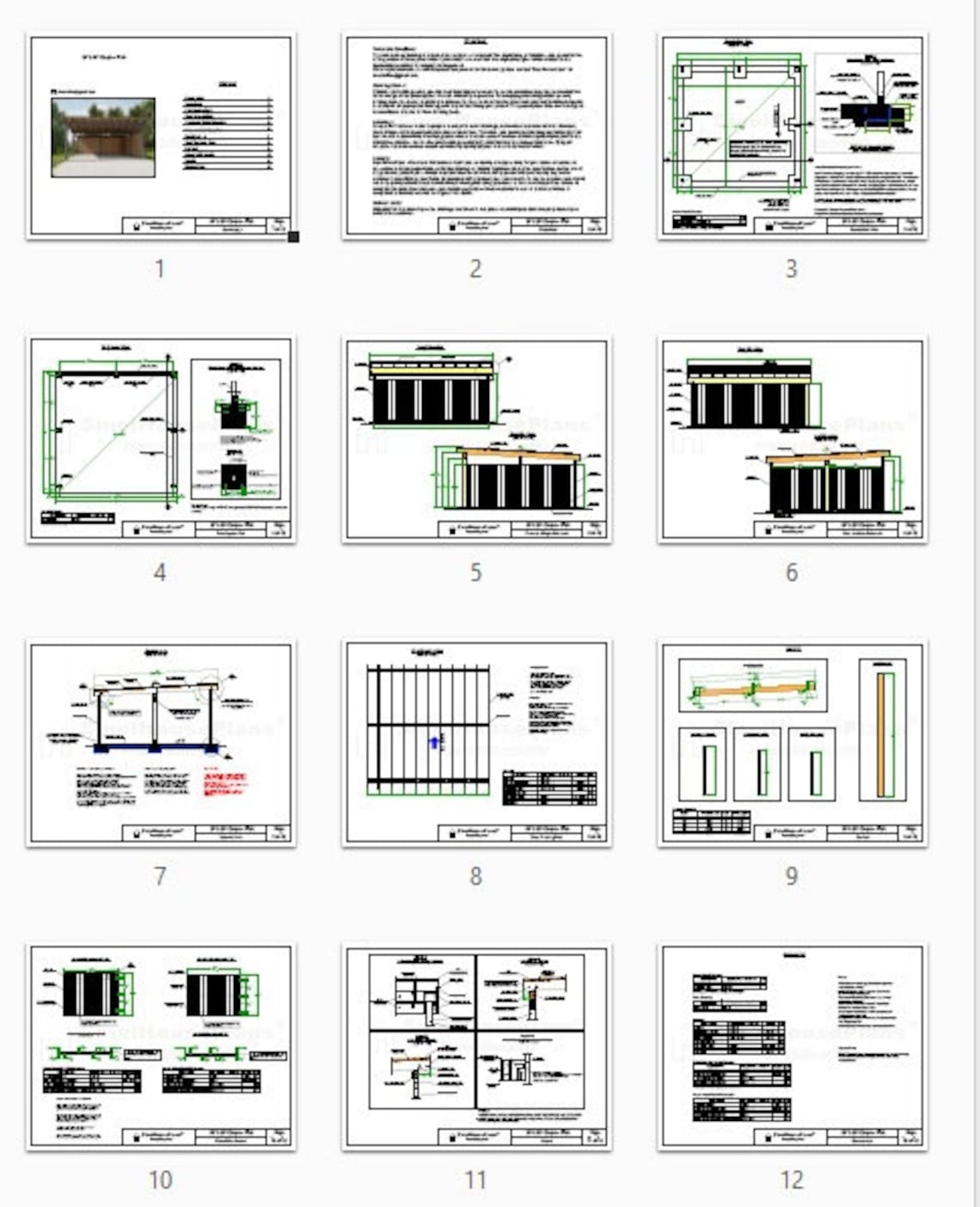 Modern Carport Plan: 2-car Garage Pavilion Blueprints (PDF Download) - Etsy