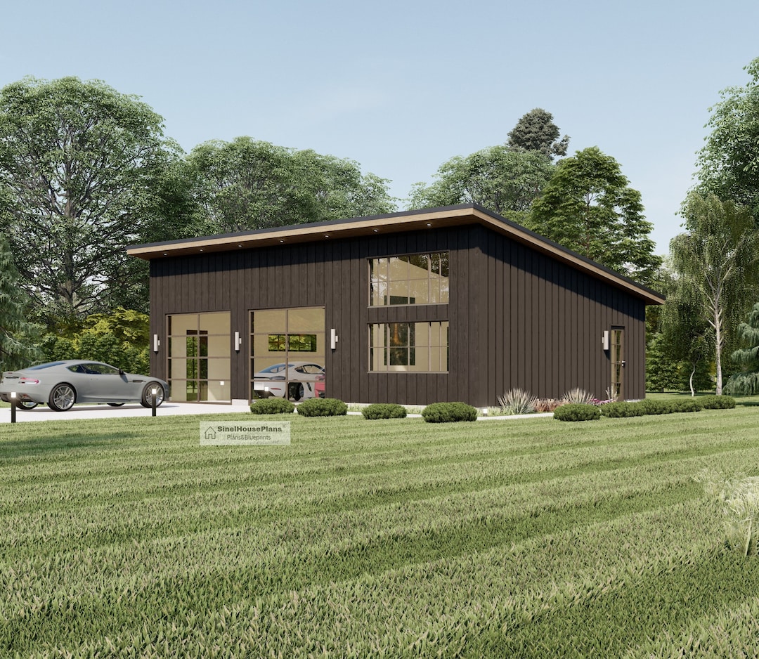 24'x36' Modern Garage Plans With Studio Apartments, 2 Car Architectural ...