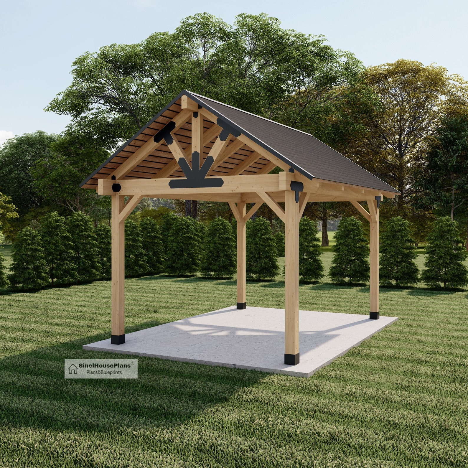 12'x16' Wood Gazebo Plan: DIY Gable Pavilion Drawings (PDF) - Etsy