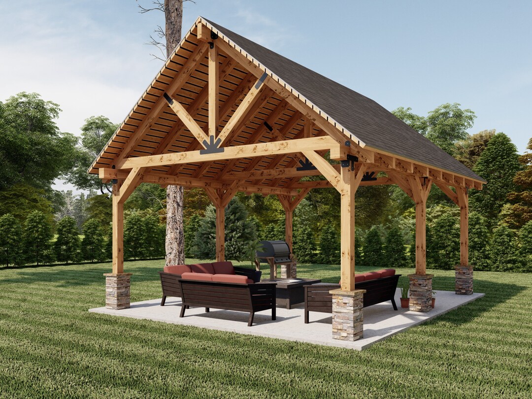 16x20 Garden Pavilion Plans Outdoor Gazebo Blueprints - Etsy