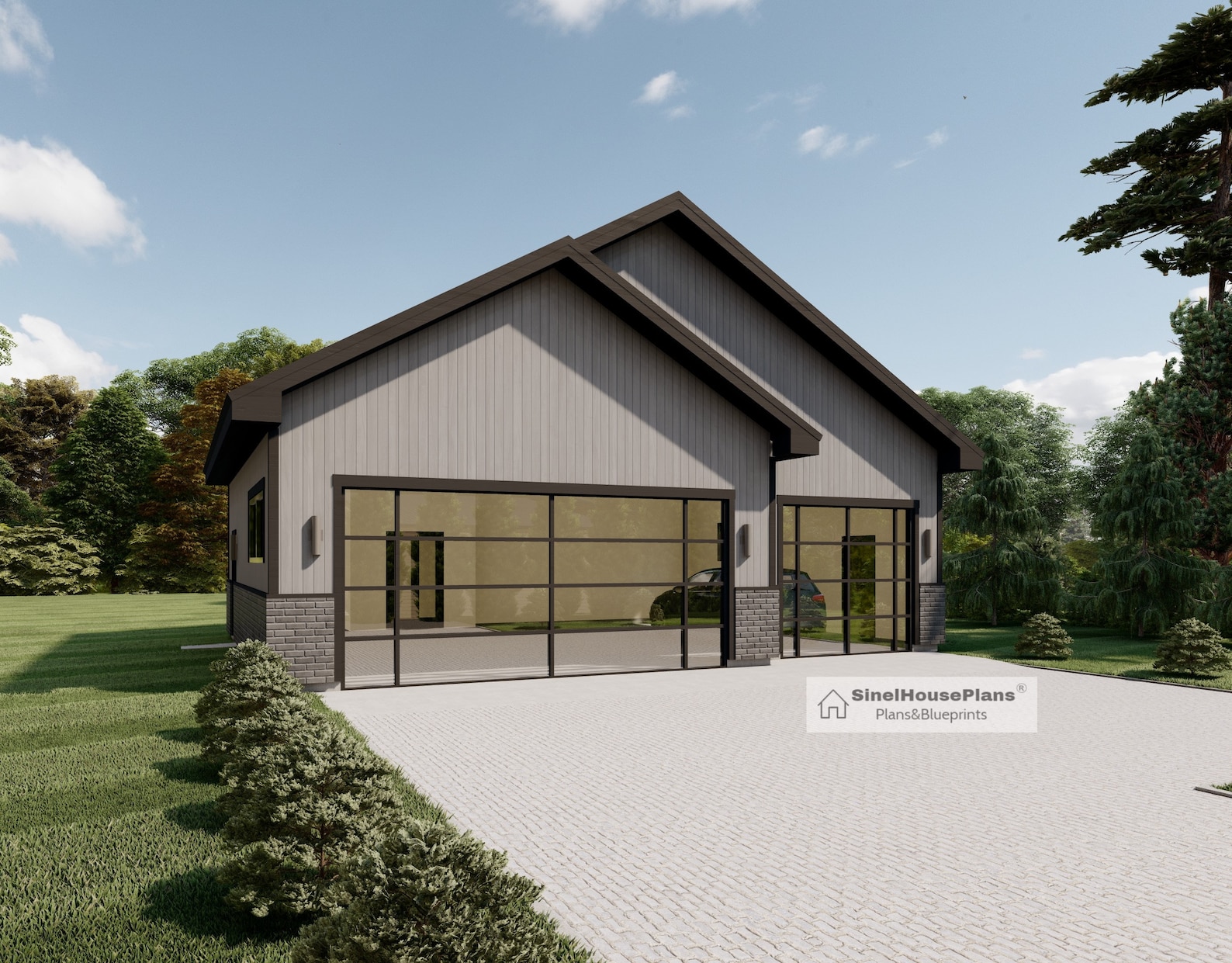 36 'x 28' Garage Plans, 3-car Traditional Garage Architectural ...