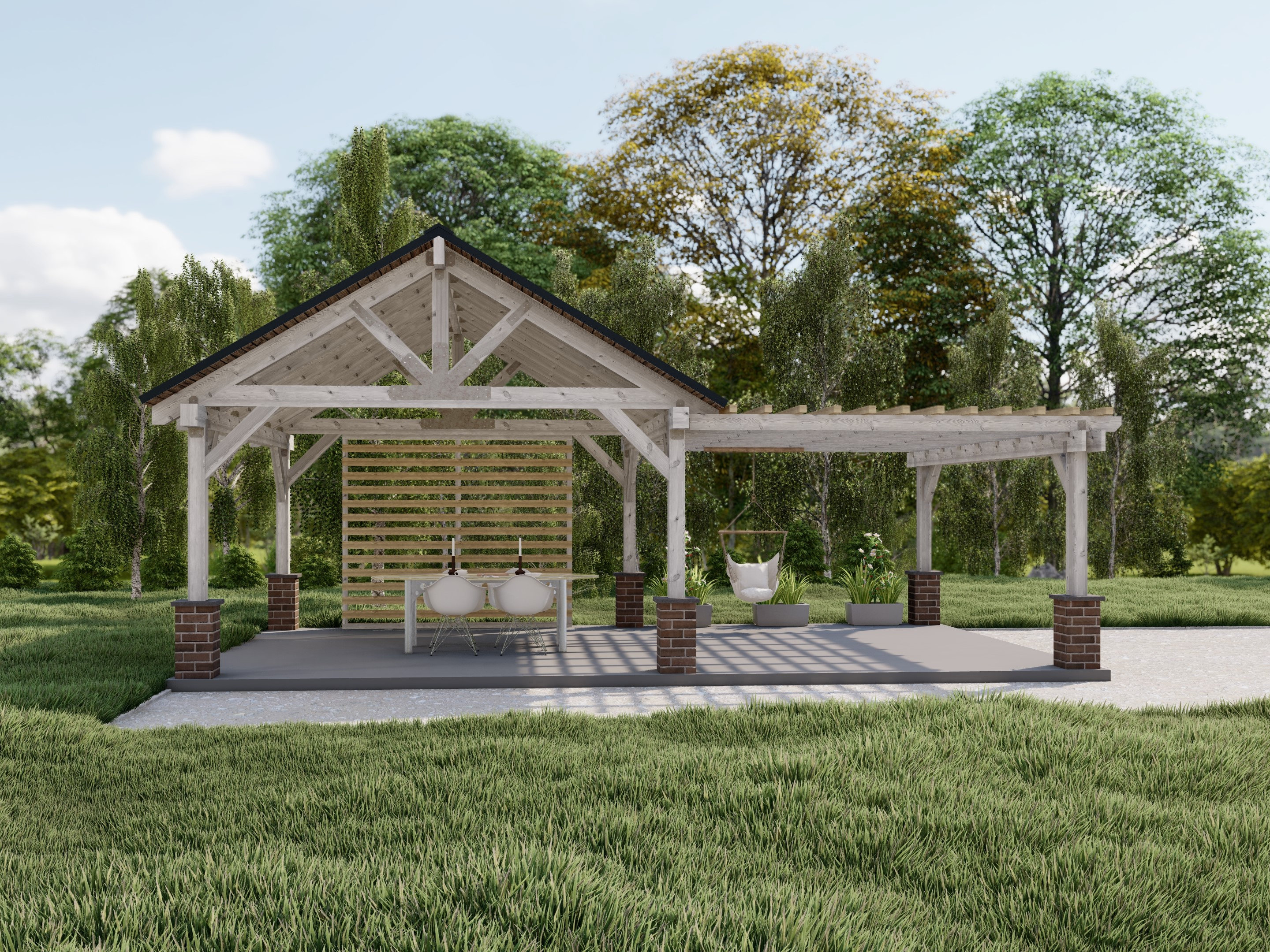 26'x16' Pavilion With Pergola Plans, Outdoor Gazebo Blueprints - Etsy