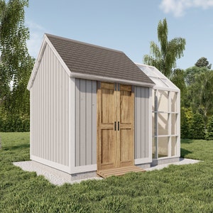 8'x13' Garden Greenhouse Shed Plans, Wood Construction Storage Shed ...