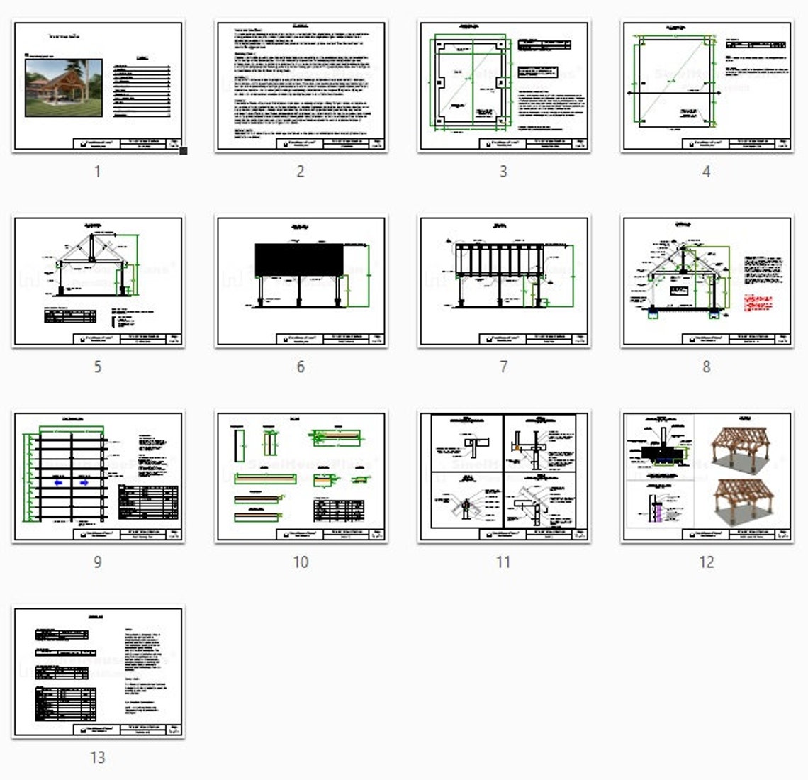 16x20 Garden Pavilion Plans , Outdoor Gazebo Blueprints , Traditional ...