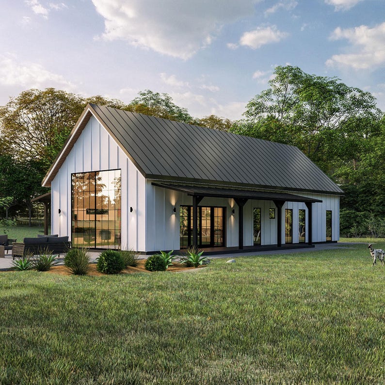 Modern Scandinavian Two Bedroom Cabin Plan, Contemporary Cottage ...