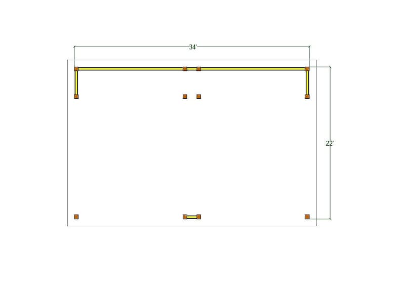 Timber Frame Carport Plan: 34'x22' Gable Pavilion Blueprints (PDF) - Etsy