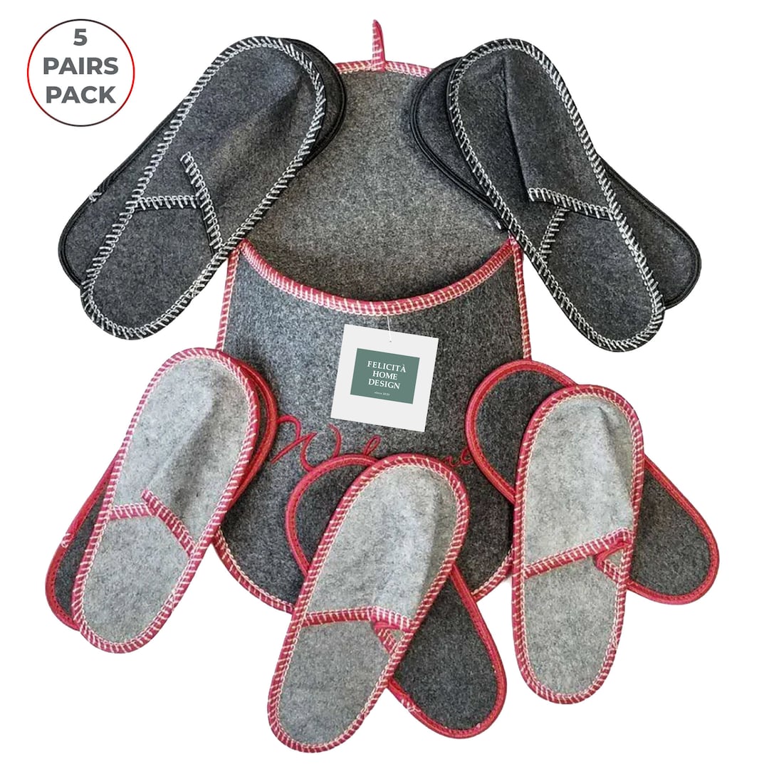 Guest Slippers Washable Set of 5 Pairs for Shoeless Home, Guest ...