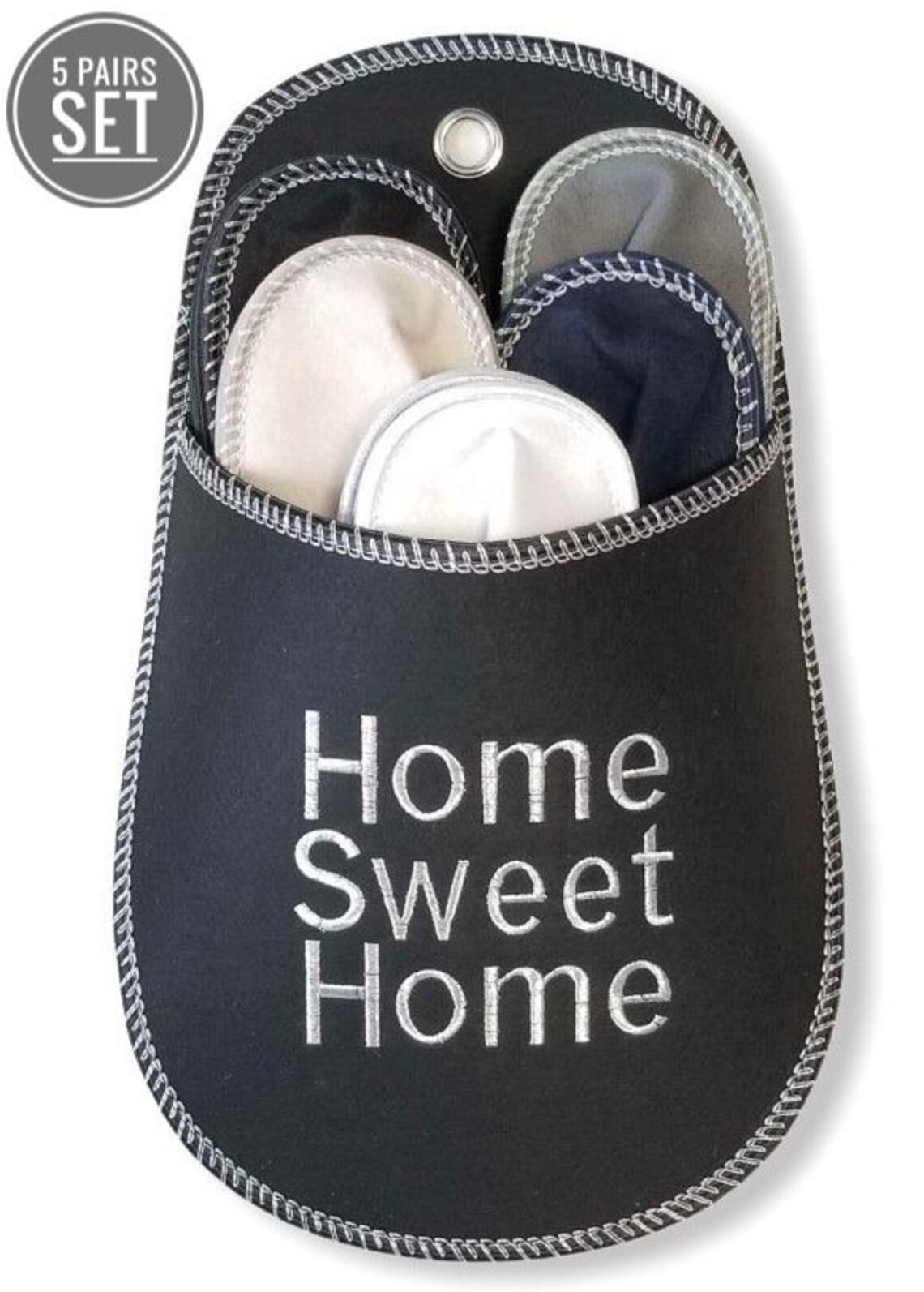 Guest Slippers Set 5 Pairs Bulk Disposable Fleece Spa Indoor or Outdoor ...