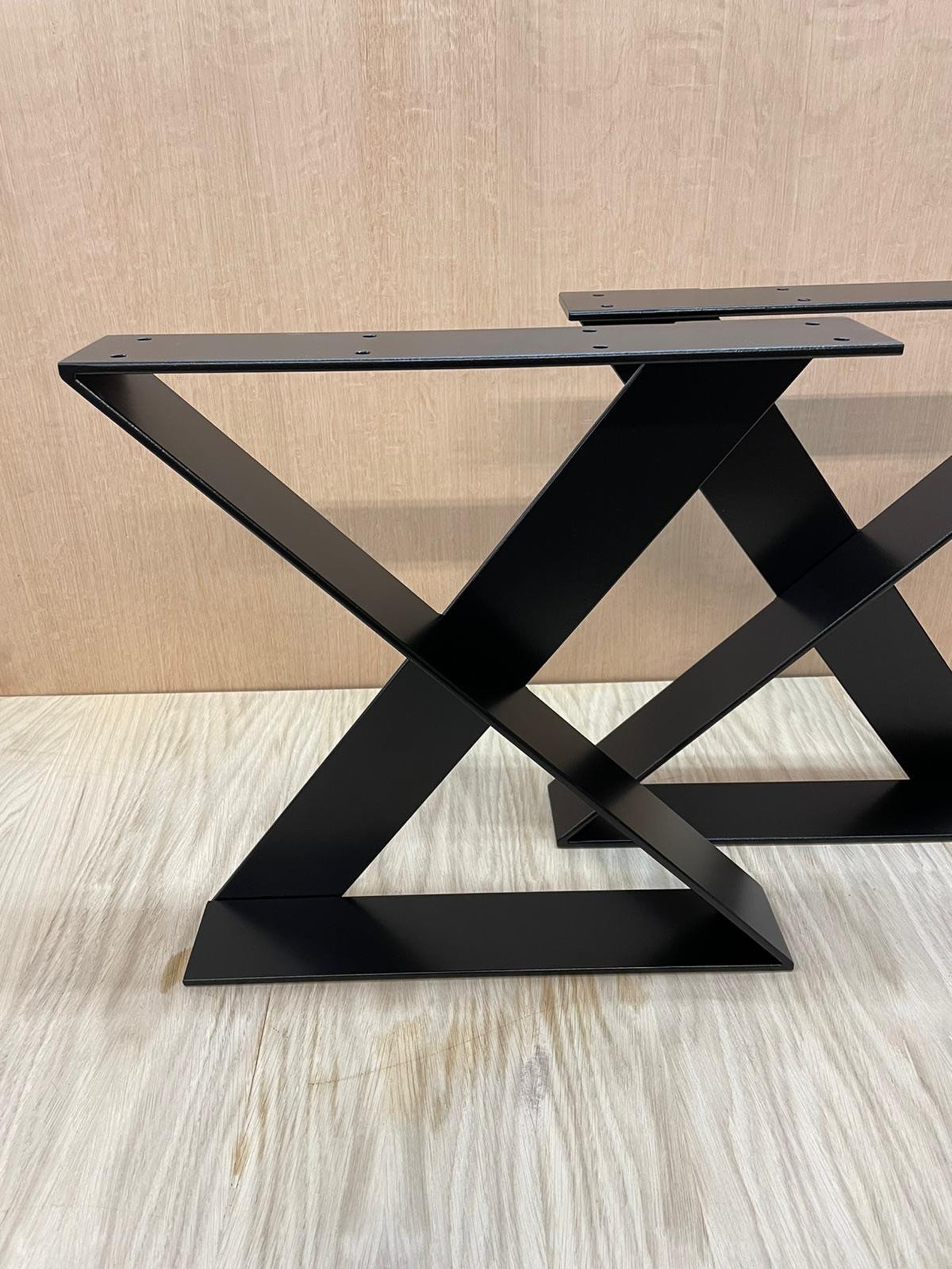 Metal Table Legs. Industrial Style. X Shape. Black Powder Coat. Desk ...
