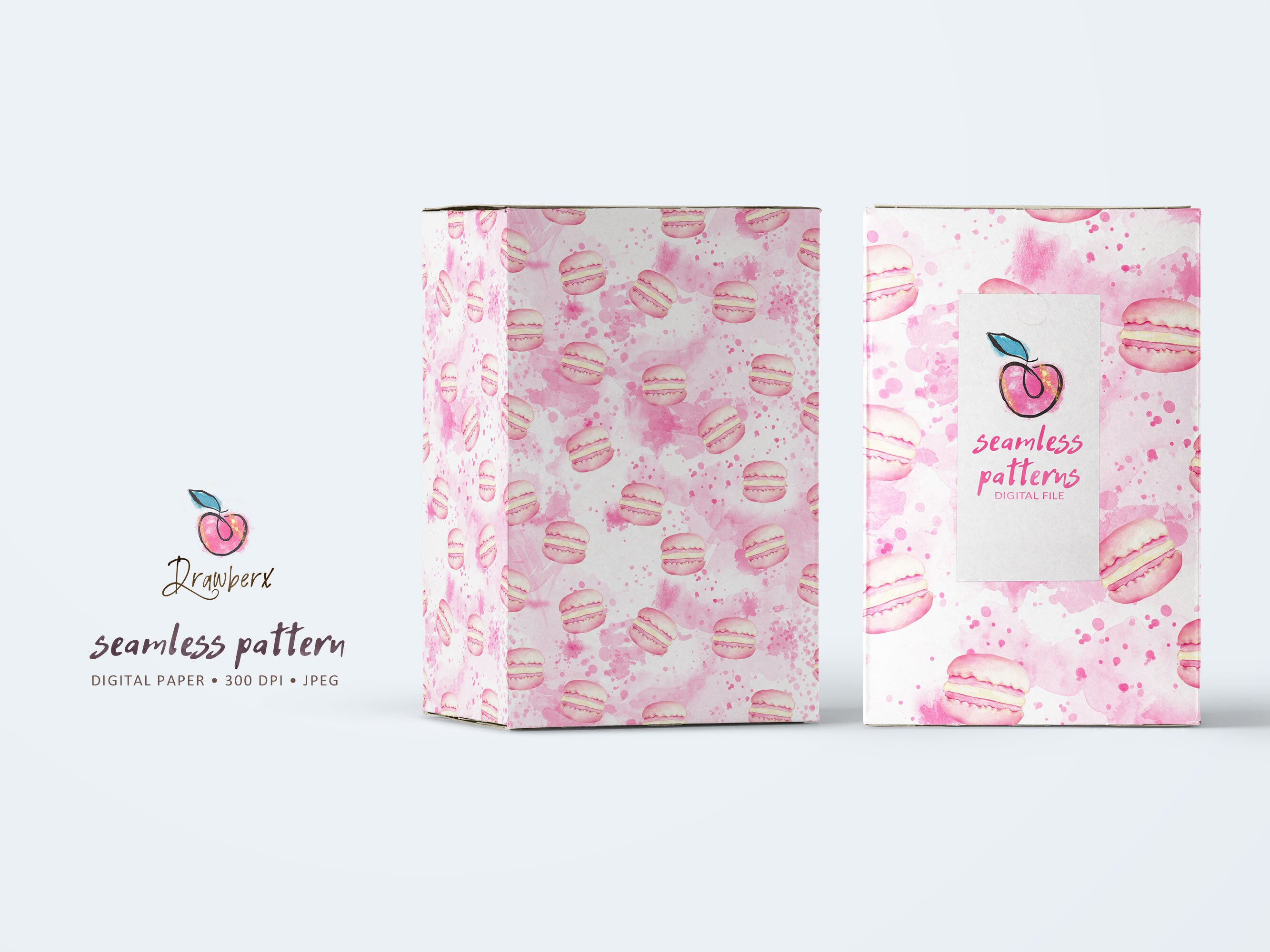 Macaron Seamless Pattern / Pink Watercolor Macaroons, Dessert ...