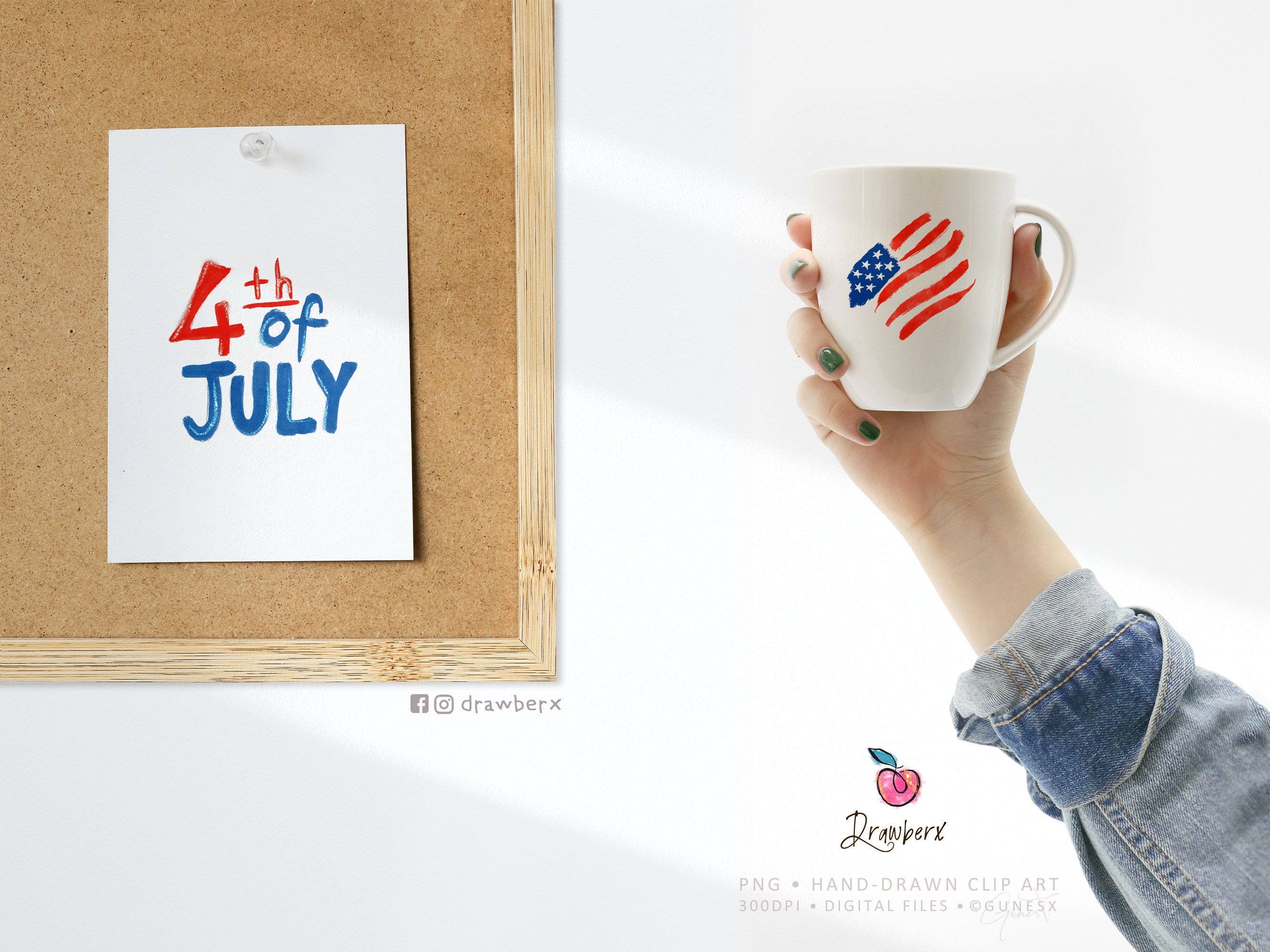 4th of July Clipart. Watercolor Patriotic, Independence Day, Fourth of ...