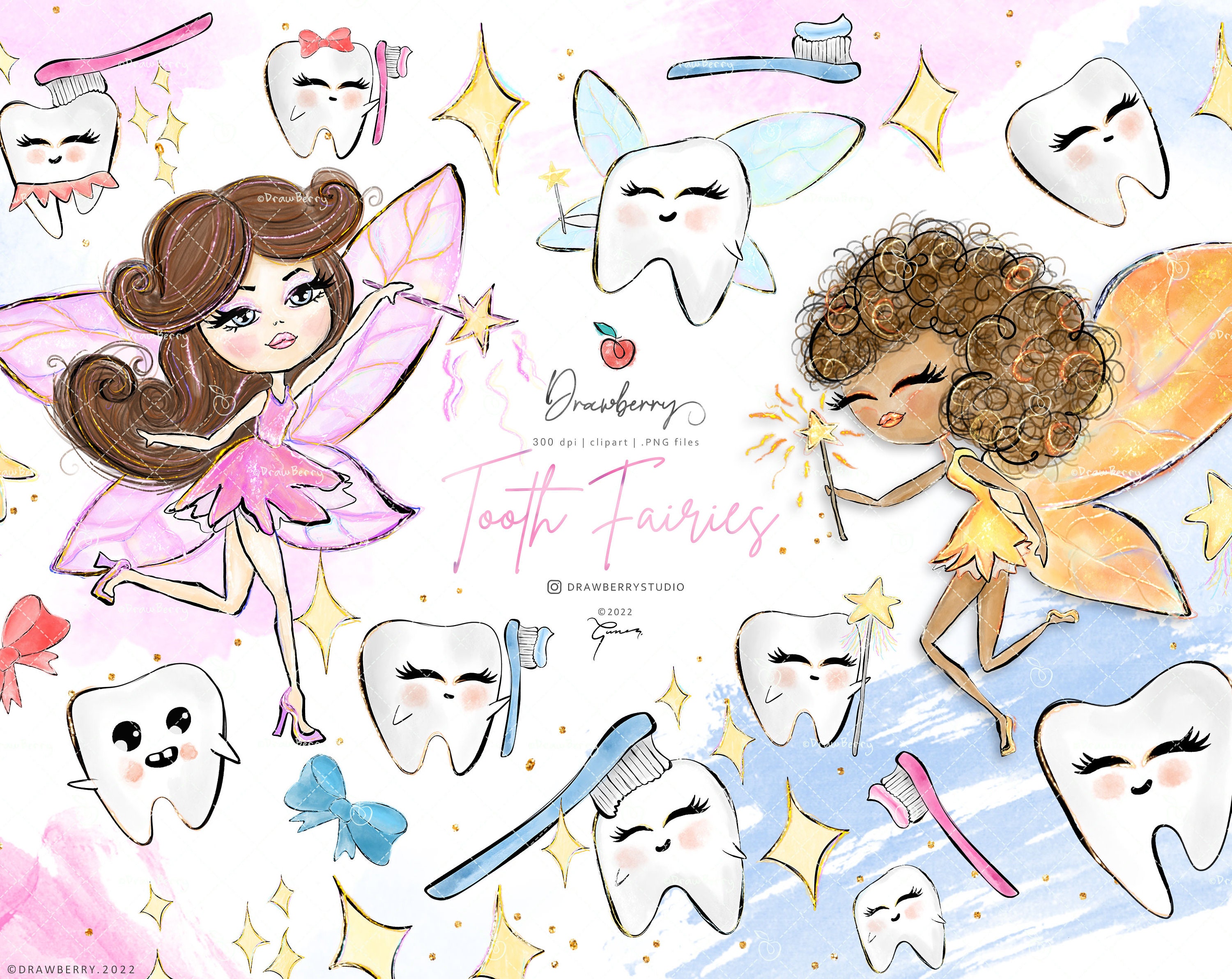 Tooth Fairy Clipart Cute Fairy Toothbrush Clipart Dentist - Etsy Singapore