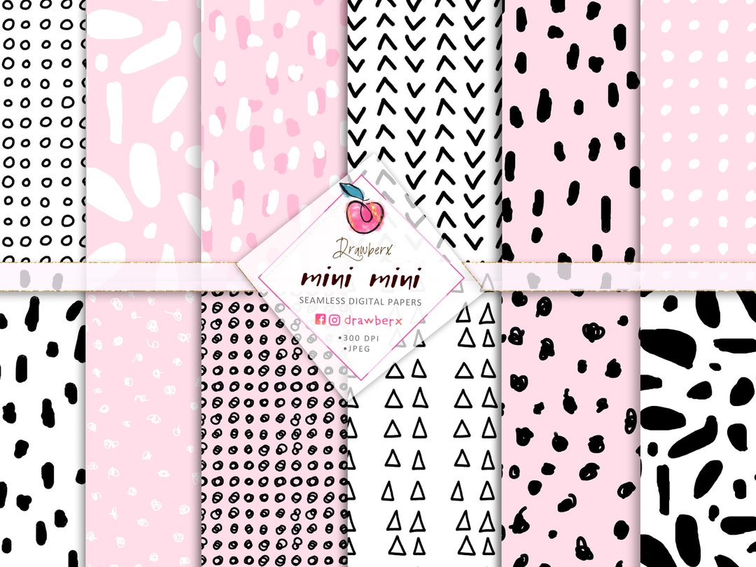 Doodle Digital Papers, Seamless Pattern, Minimal, Scribble Print, Tiny ...