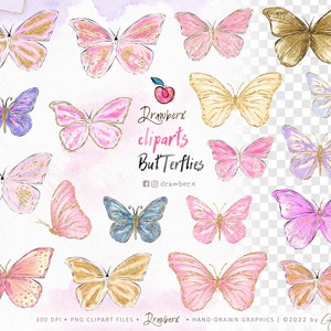 Digital Butterfly Clipart, PNG, Spring, Wings Clip Art, Butterflies ...