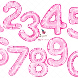 Number Balloons Clipart 0-9/watercolor, Birthday Foil Balloons, Numbers ...