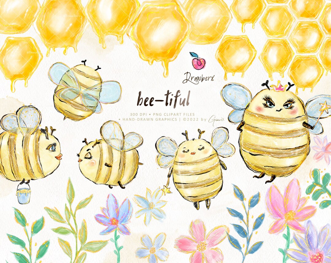 Bumble Bee Clipart, Bee Fairy Clipart, Honey Comb, Whimsical, Cute ...