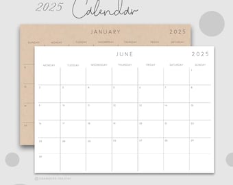 Printable Monthly Planner, Calendar 2025, Portrait and Landscape ...