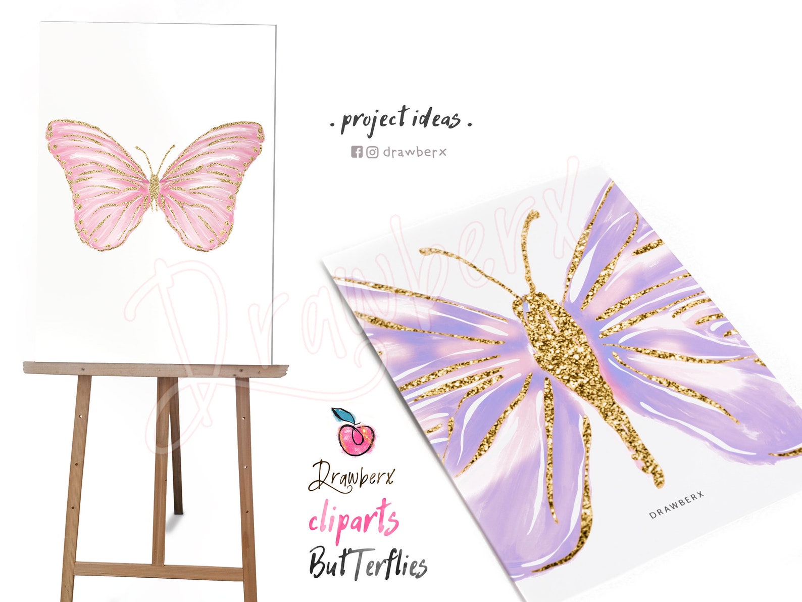 Digital Butterfly Clipart, PNG, Spring, Wings Clip Art, Butterflies ...