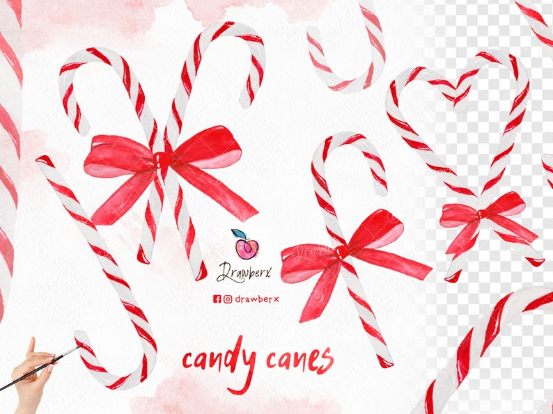 Candy Cane Clipart, Gingerbread Man Png, Watercolor Christmas Candy ...