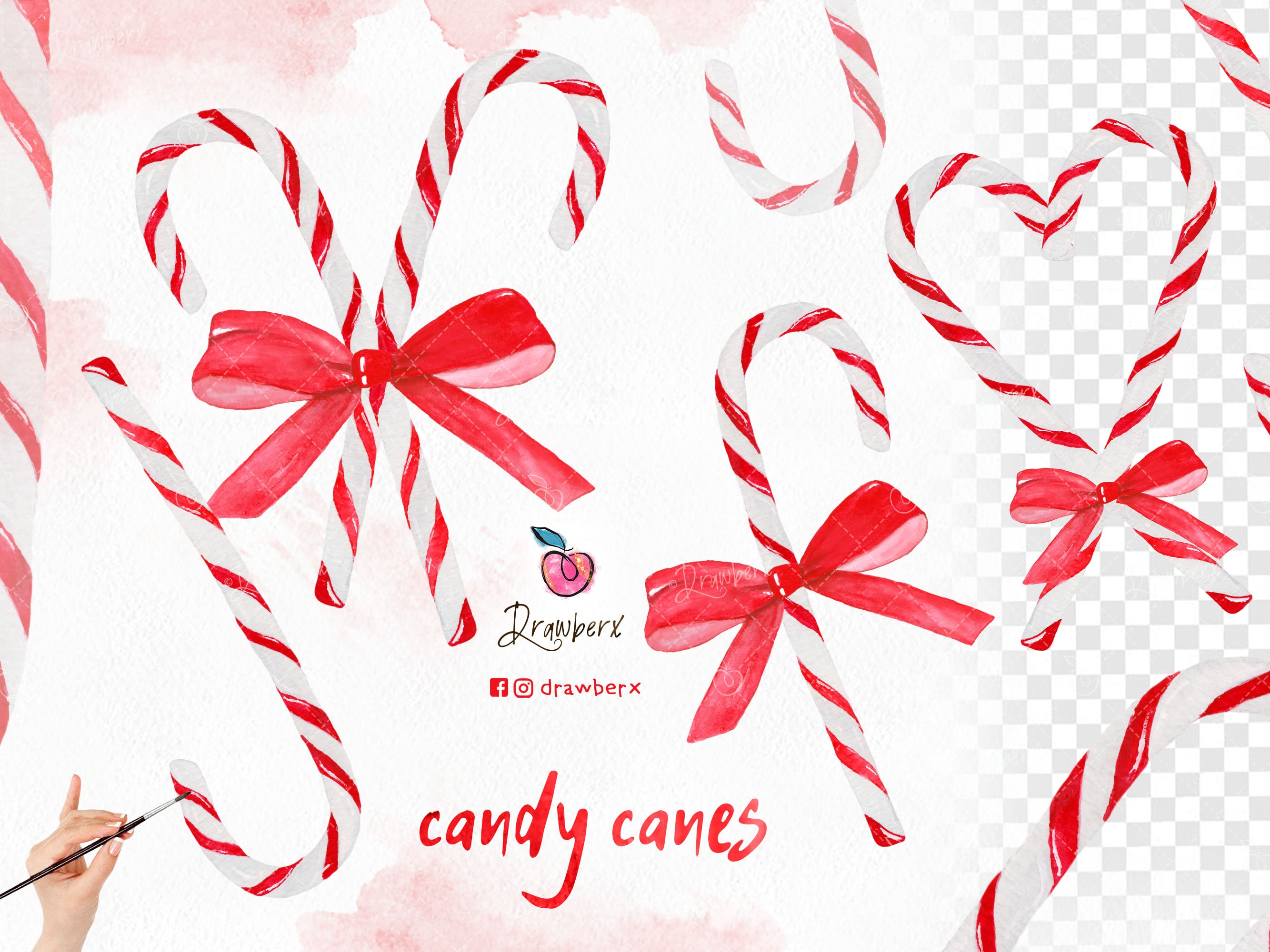 Candy Cane Clipart, Gingerbread Man Png, Watercolor Christmas Candy ...