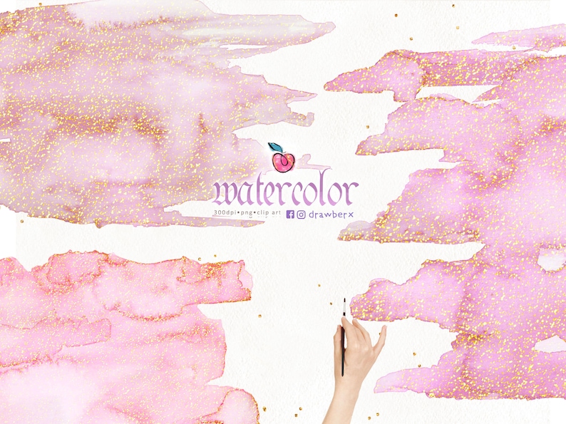 Brush Strokes Png, Watercolor Clipart, Paint Splashes, Glitter ...