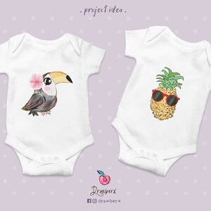 Tropical Summer Clipart, Set of Png Files, Flamingo, Toucan Taco, Luau ...