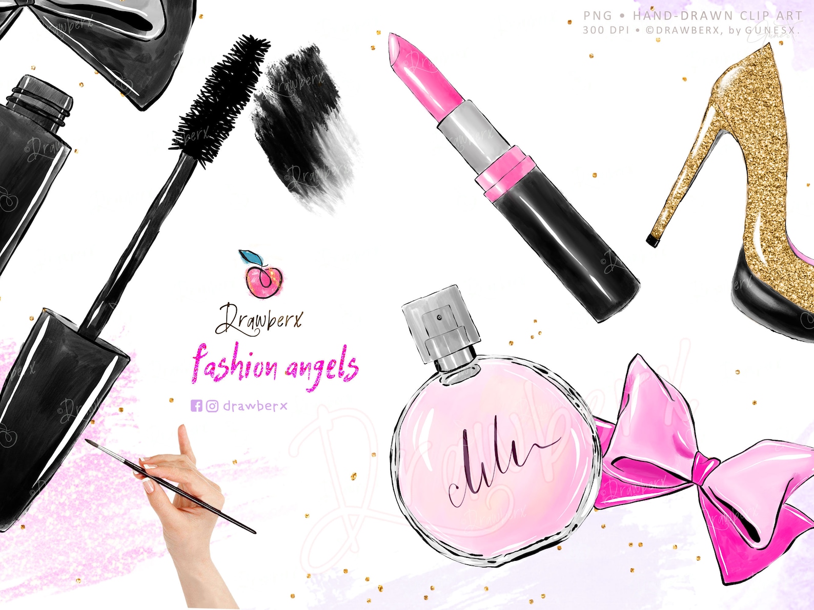 Glam Girly Clipart, Png, Pink Fashion Girl Illustration, Chic ...