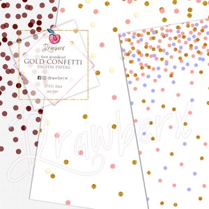 Gold Confetti Overlay Clipart and Digital Papers Bundle, Gold Brush ...