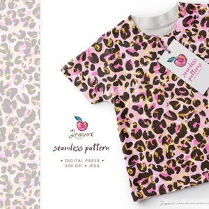 Pink Cheetah Seamless Pattern, Gold Pink Glitter, Cheetah Print ...