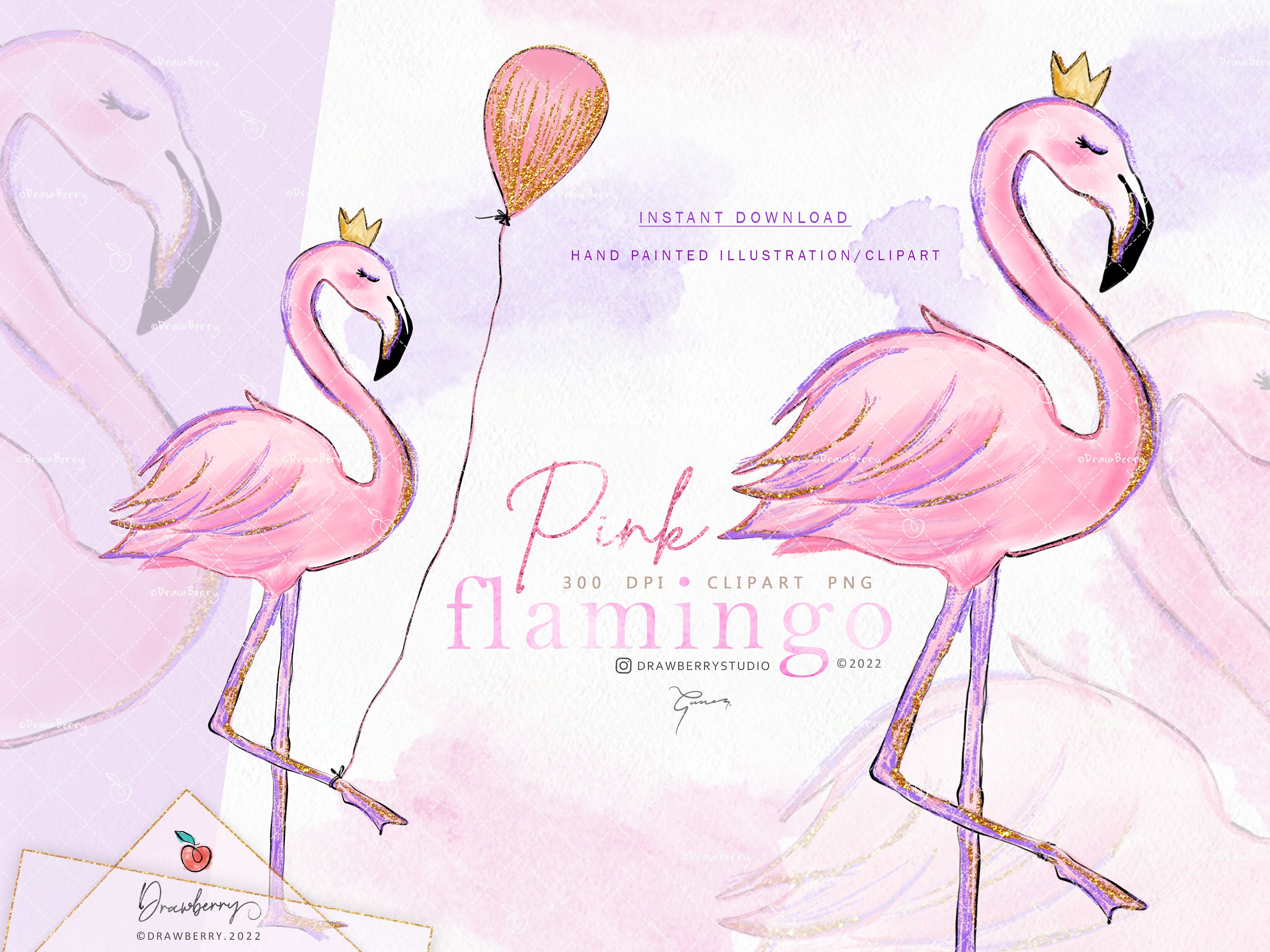 Pink Flamingo Clipart / Watercolor Flamingo Png / Tropical - Etsy