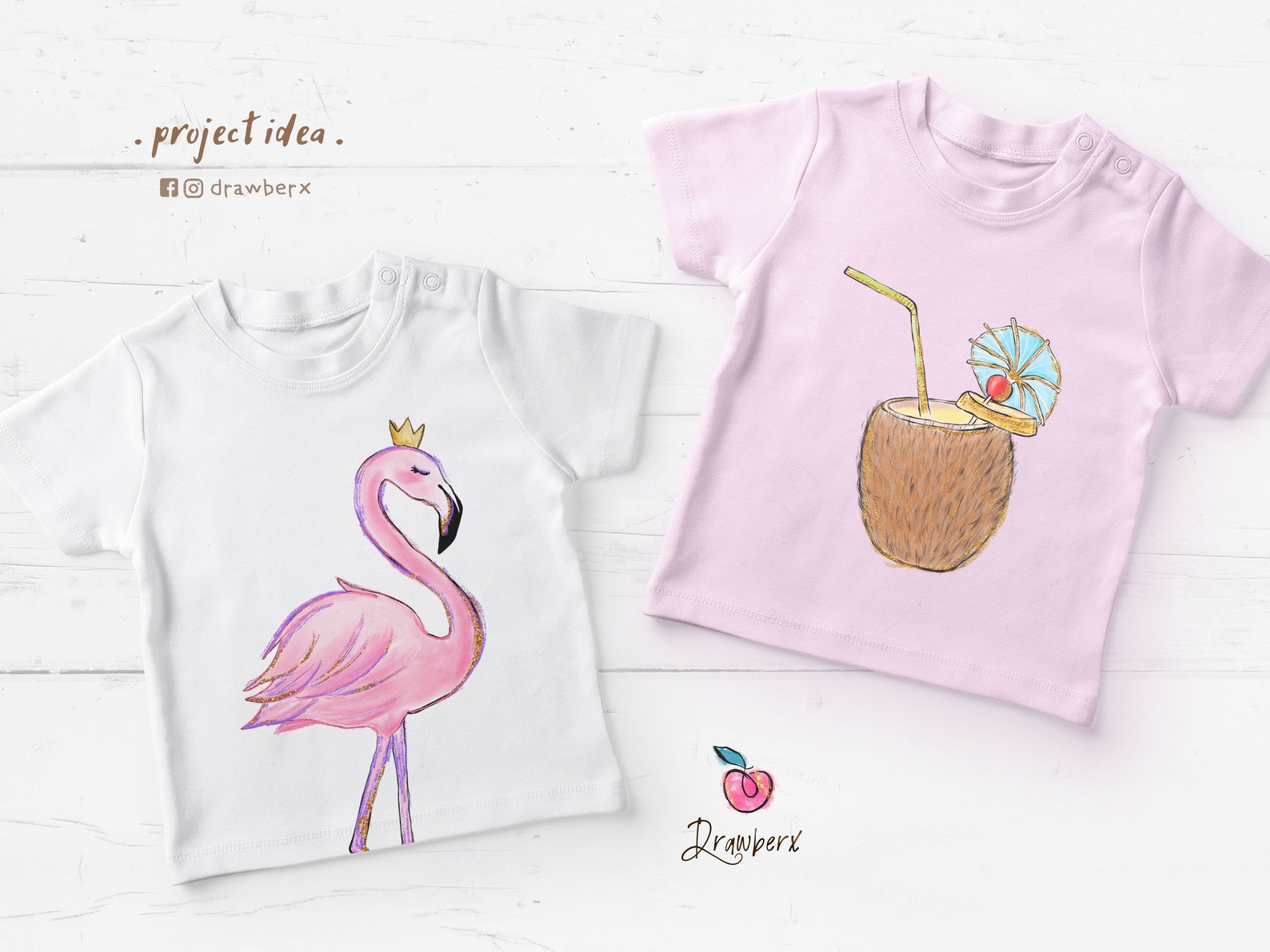 Tropical Summer Clipart, Set of Png Files, Flamingo, Toucan Taco, Luau ...