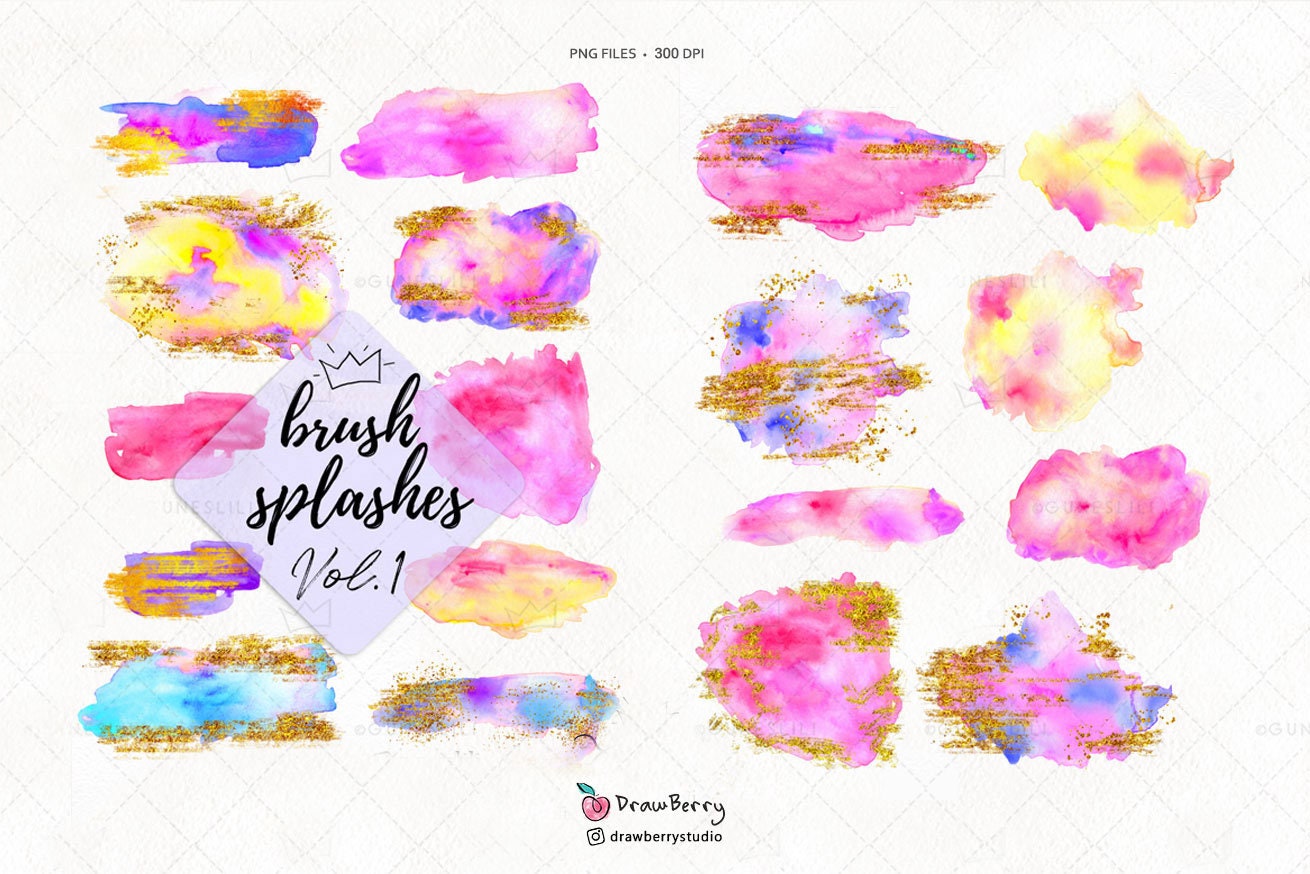 Artistic Paint Brush Strokes Clipart. Watercolor Background - Etsy