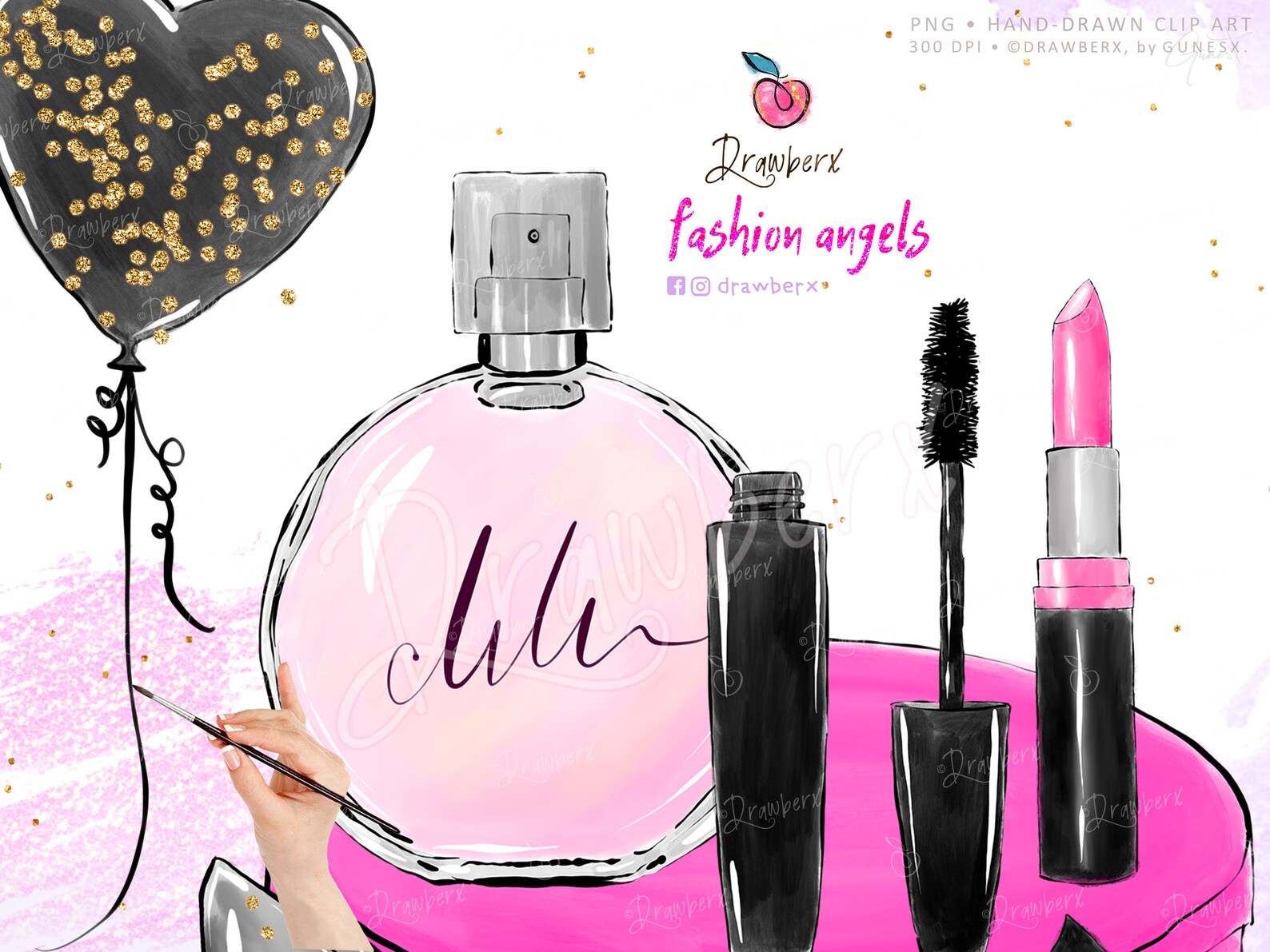 Glam Girly Clipart, Png, Pink Fashion Girl Illustration, Chic ...