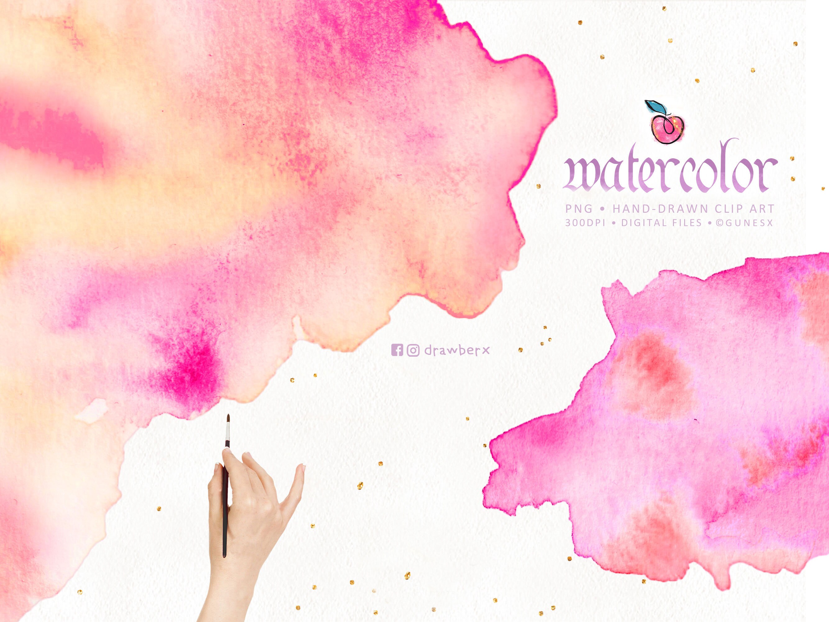 Watercolor Splash Clipart. Brush Strokes, Png, Pink, Lilac, Purple ...