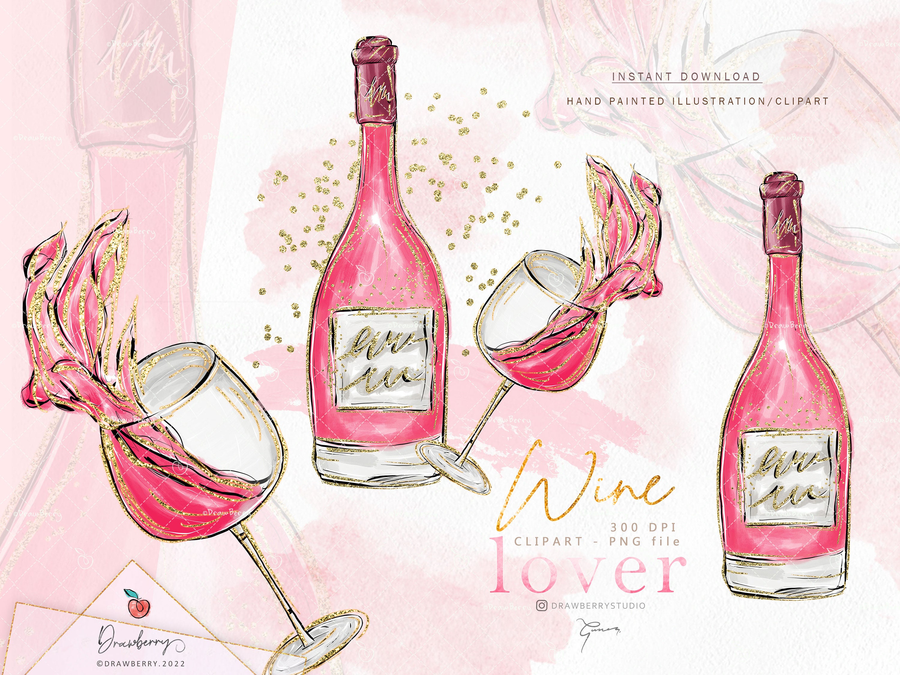 Pink Wine Glass Clipart