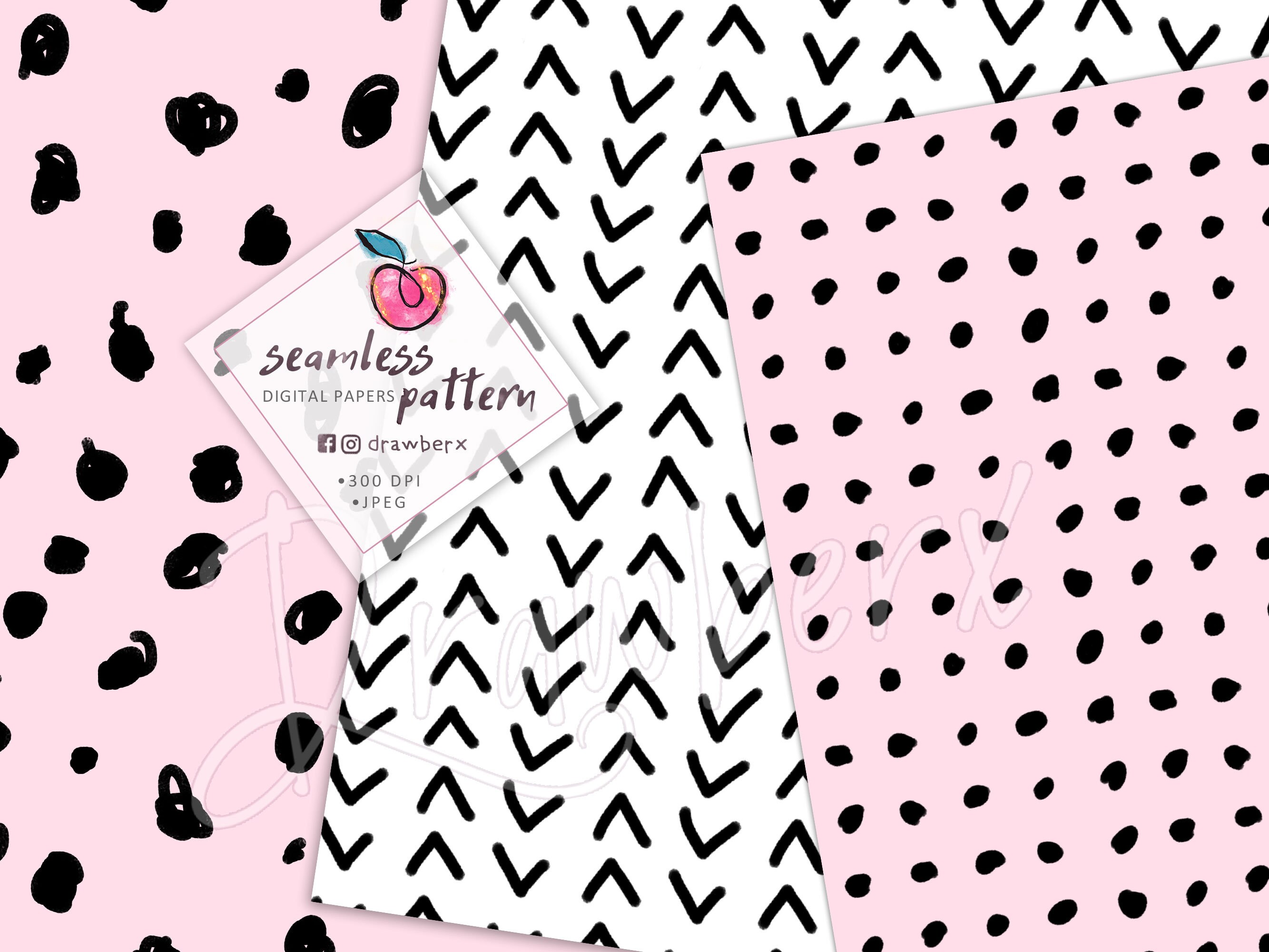 Doodle Digital Papers, Seamless Pattern, Minimal, Scribble Print, Tiny ...