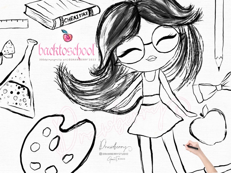 Doodle School Drawings. Teacher Clipart Hand Drawn Back to - Etsy