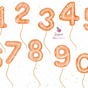Number Balloons Clipart 0-9/watercolor, Birthday Foil Balloons, Numbers ...