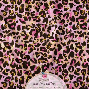 Pink Cheetah Seamless Pattern, Gold Pink Glitter, Cheetah Print ...