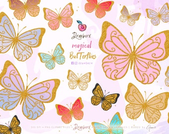 Digital Butterfly Clipart, PNG, Spring, Wings Clip Art, Butterflies ...