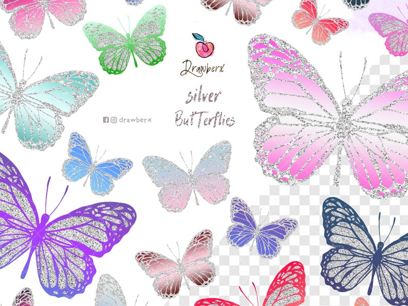 Imágenes prediseñadas de mariposa plateada, mariposas brillantes PNG ...