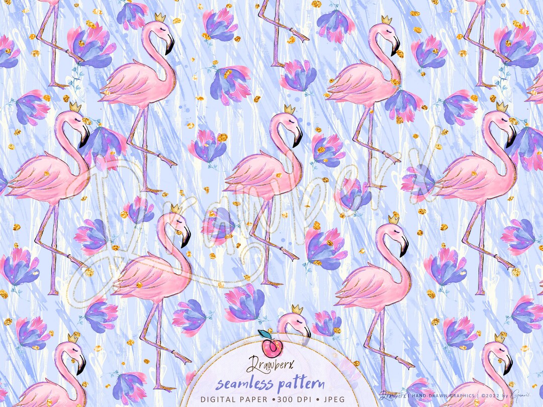 Flamingo Seamless Pattern / Seamless File / Cute Animals, Summer ...